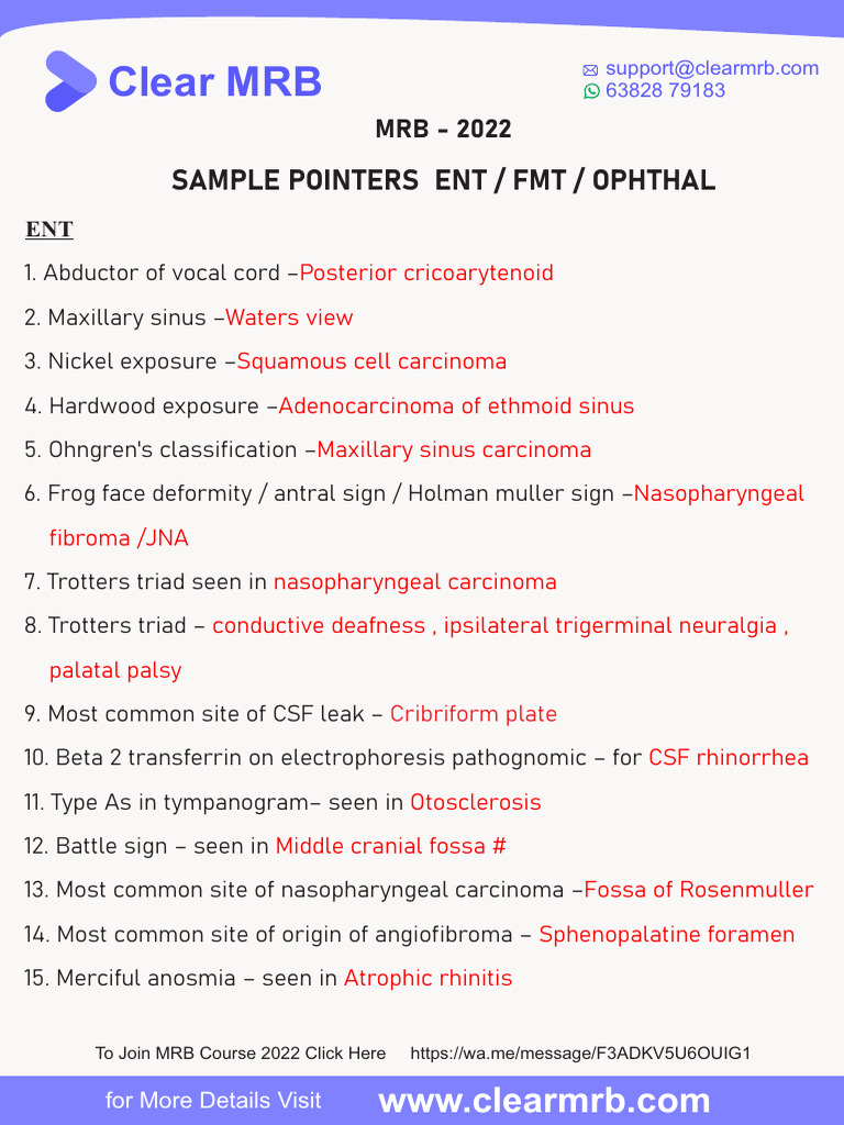 ClearMRB - ENT FMT Ophthal | PDF