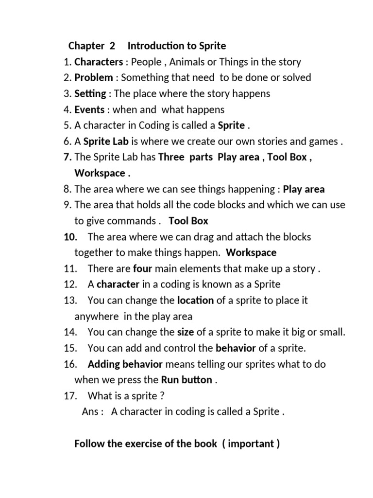 Chapter 2 Introduction To Sprite 2nd Term | PDF