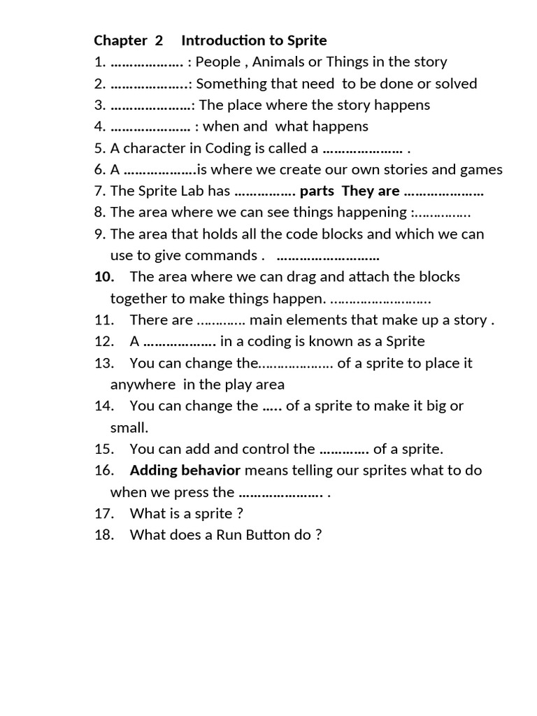 Chapter 2 Introduction to Sprite | PDF Chapter 2 Introduction to Sprite | PDF