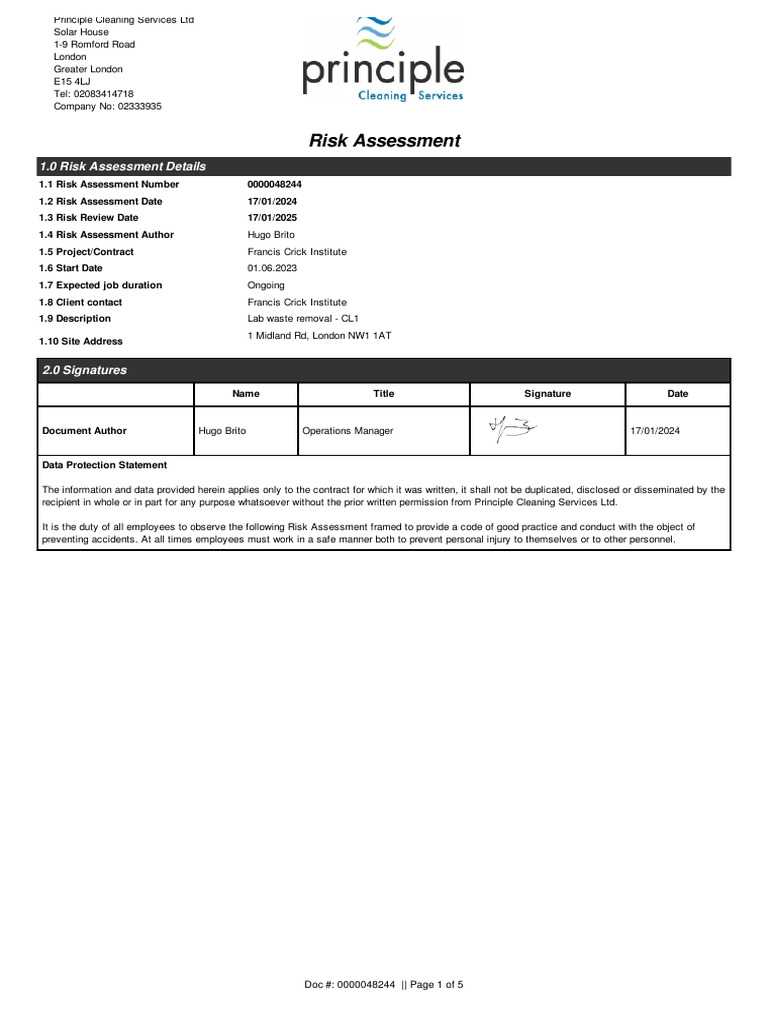Lab Waste Removal - CL1 | PDF
