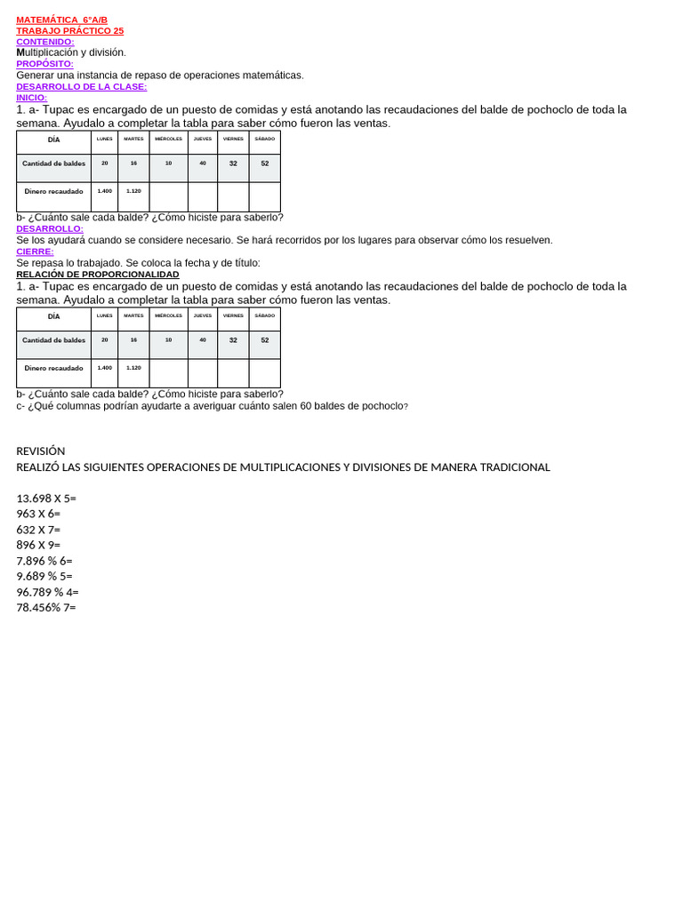 Actividad Matemática Viernes 30 | PDF