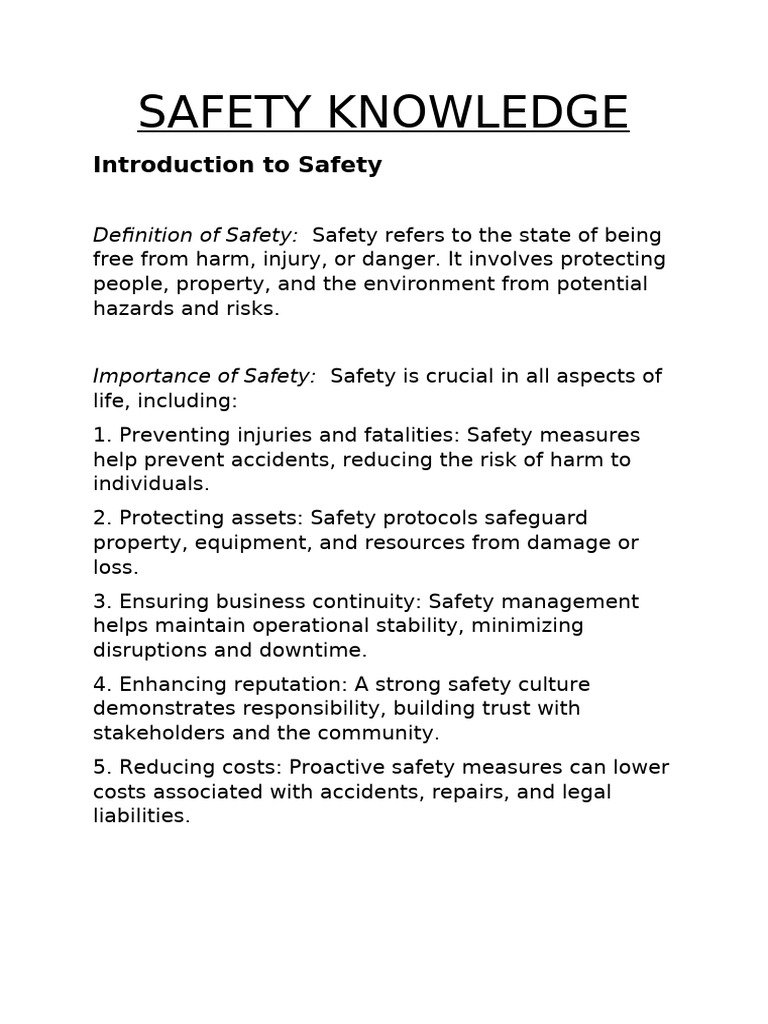 SAFETY KNOWLEDGE | PDF