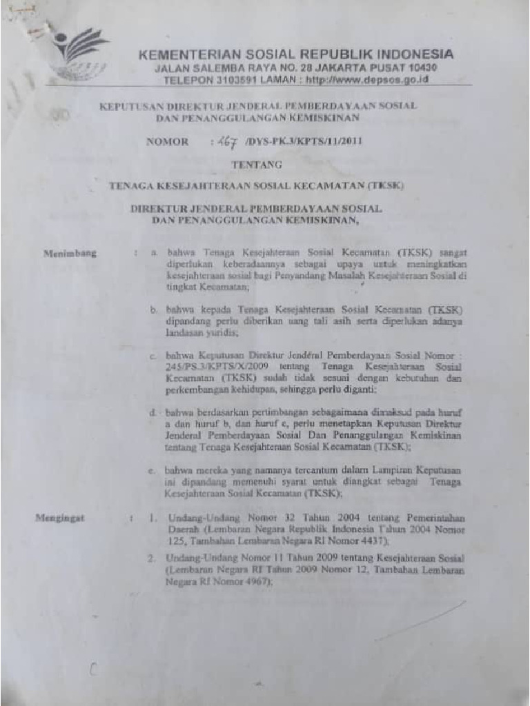 SK TKSK Tahun 2011 | PDF