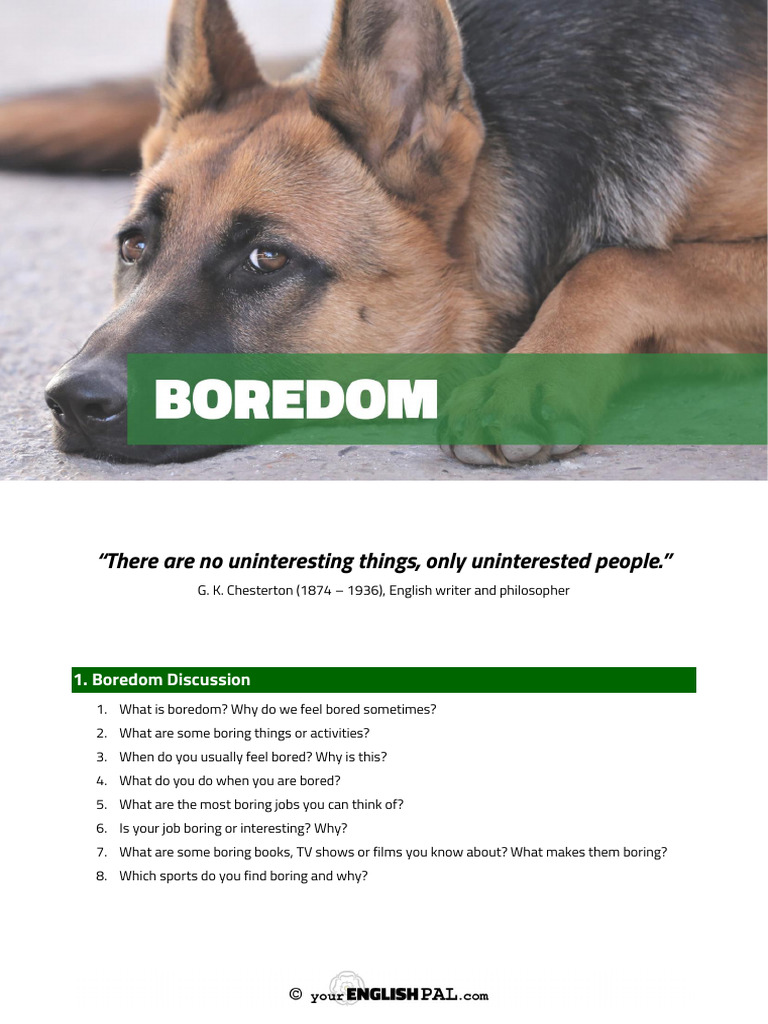 Your English Pal ESL Lesson Plan Boredom Student v1 | PDF