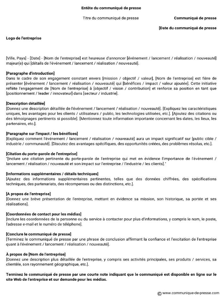 Communique de Presse Exemple | PDF