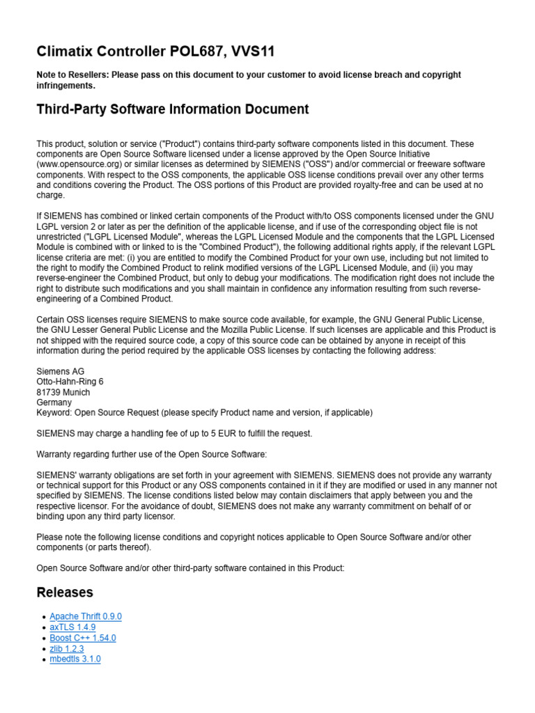 A6V12246277 - OSS - Climatix Controller POL687 VVS11 - en | PDF