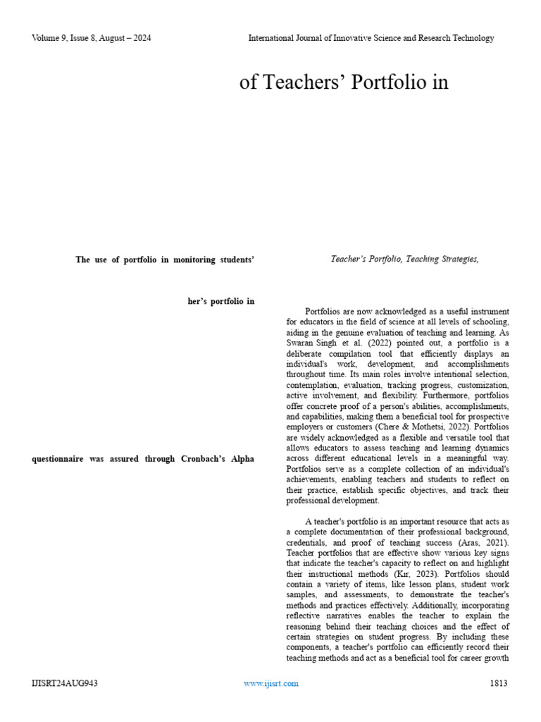 Extensive Usage of Teachers' Portfolio in Reflection of Physics Subject ...