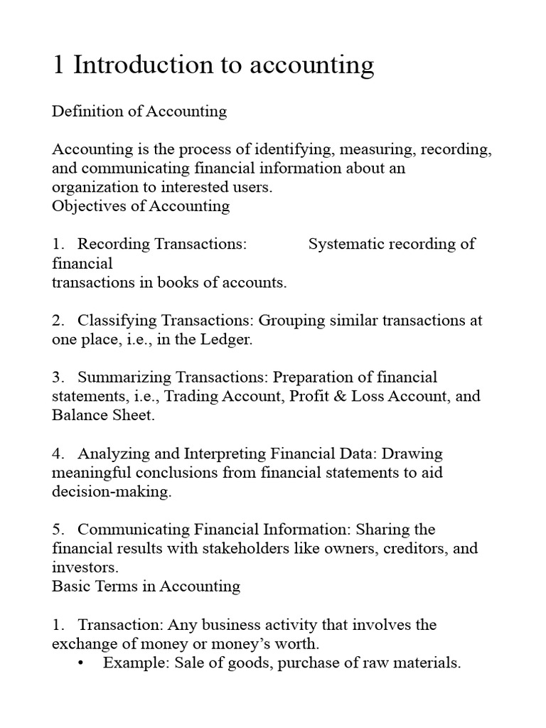 Chapter-1 Intro To Accounting | PDF | Debits And Credits | Expense