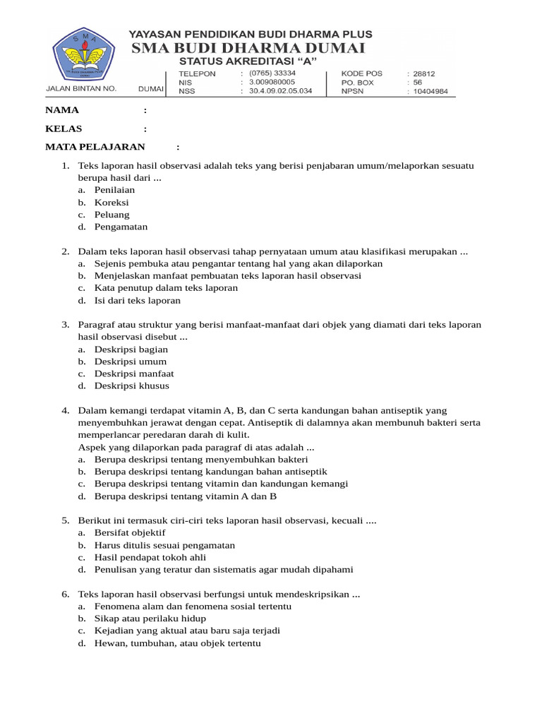 Soal Uh Teks Lho Fix | PDF