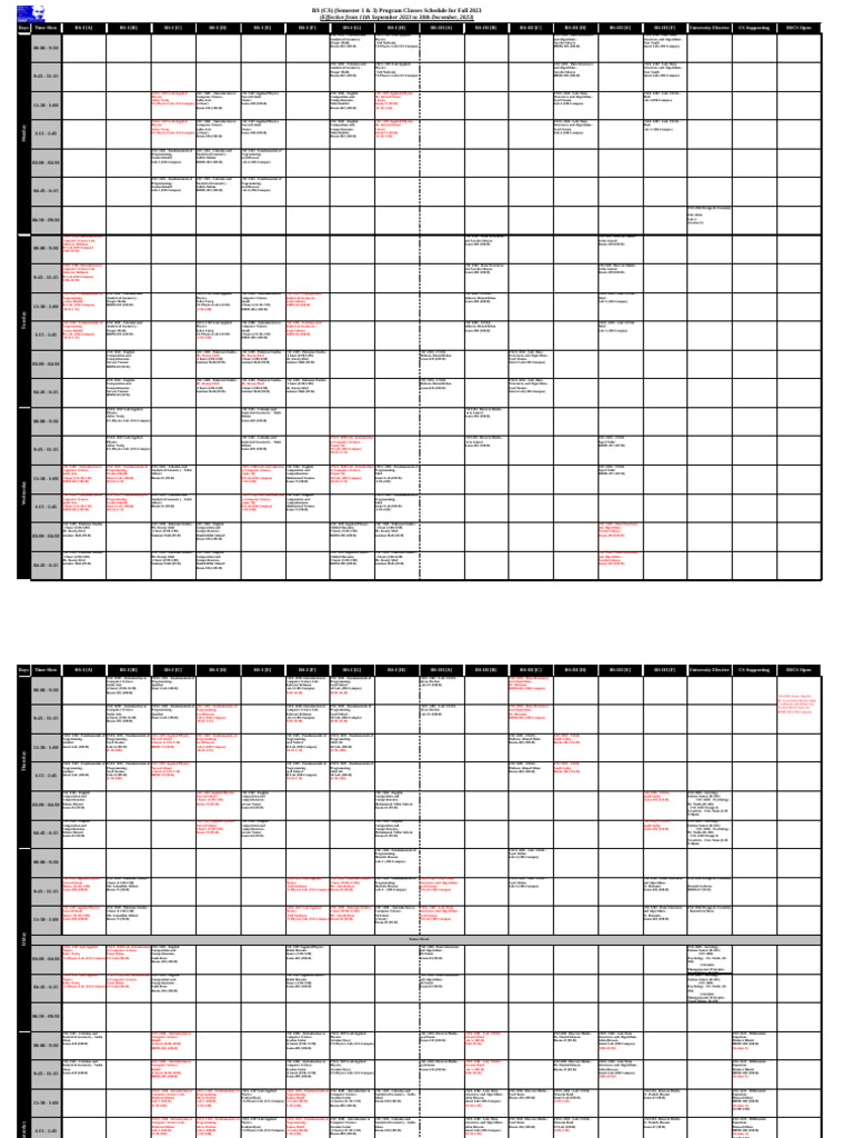 Fall 2023 BSCS Class Schedule | PDF
