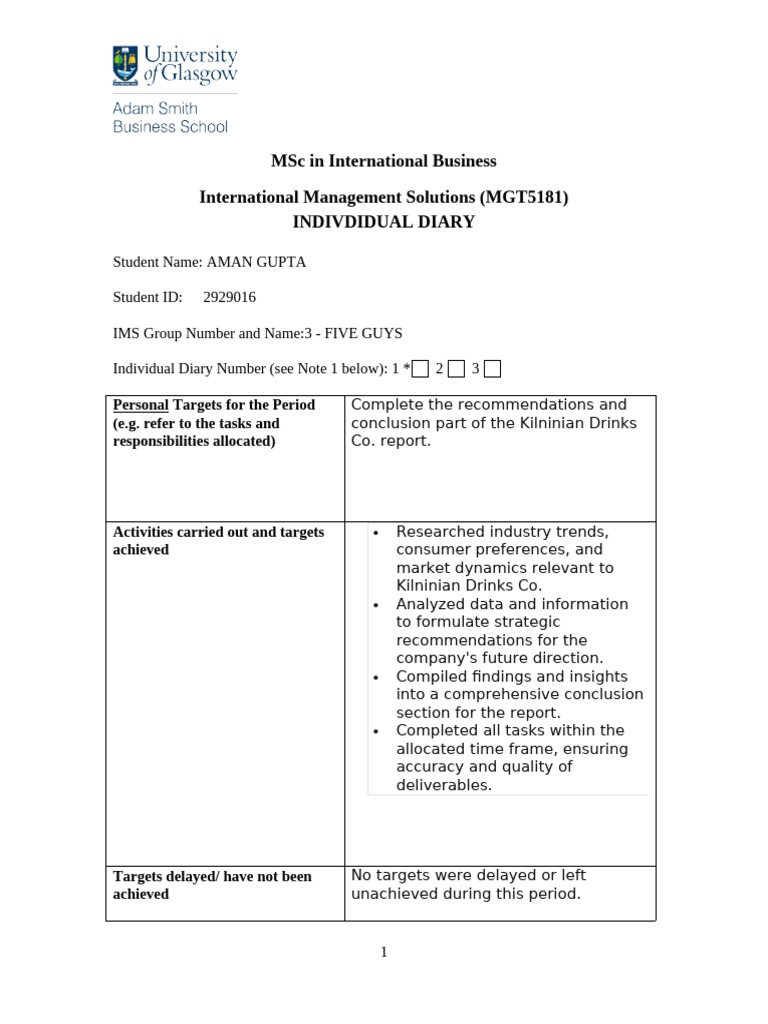 AMAN Individual Diary Report | PDF