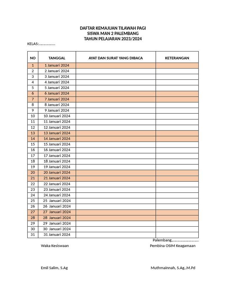 Tilawah Januari-Mei 2024 | PDF