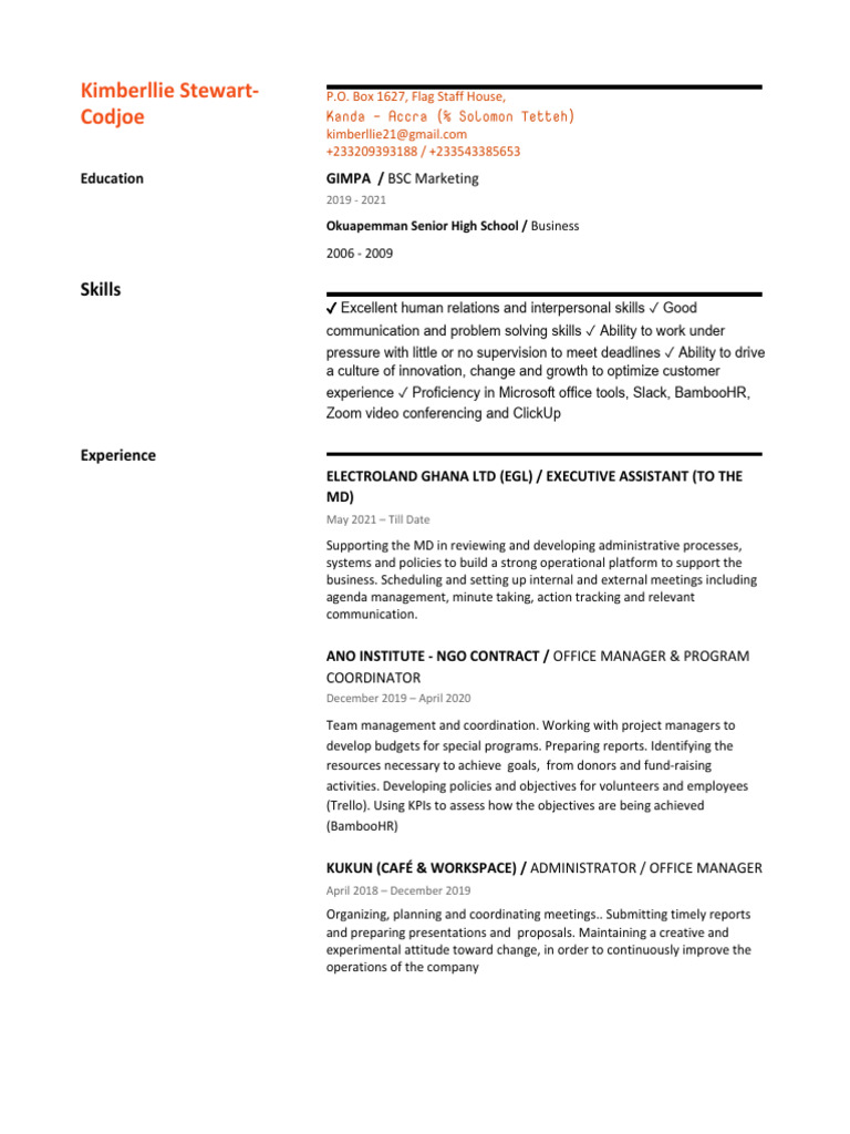 Kimberllie Stewart-Codjoe: Skills | PDF