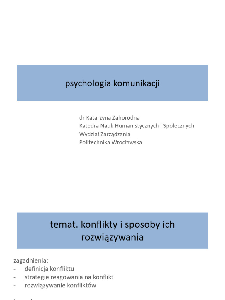 Konflikty I Spos Rozw | PDF