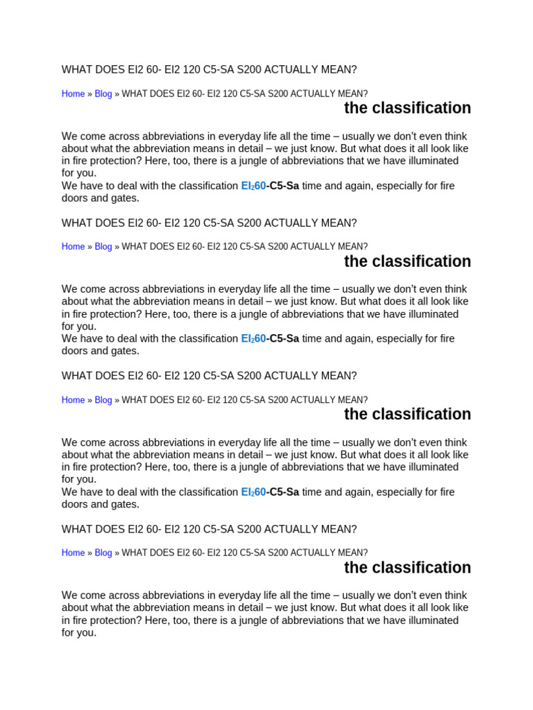 The Classification: What Does Ei2 60-Ei2 120 C5-Sa S200 Actually Mean ...