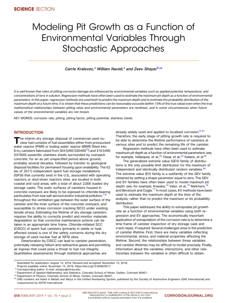 2019-Modeling Pit Growth by Stochastic Approache | PDF