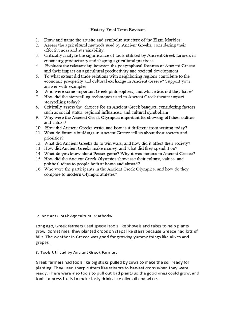 History Revision Worksheet PDF