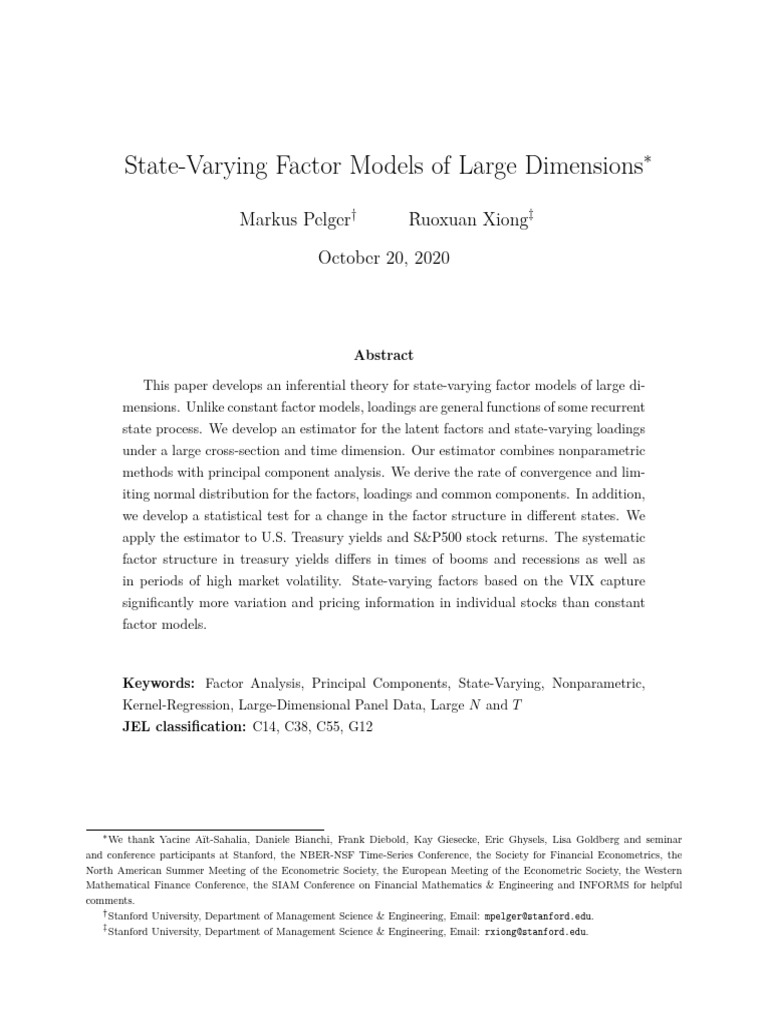 State-Varying Factor Models of Large Dimensions | PDF