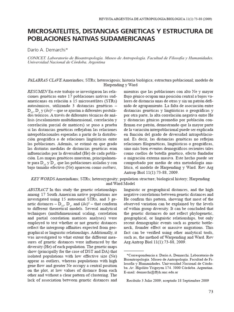 Microsatelites Distancias Geneticas y Es | PDF