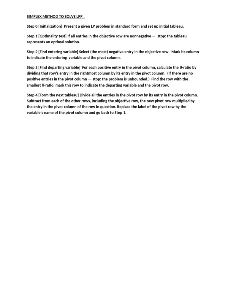 SIMPLEX METHOD TO SOLVE LPP | PDF