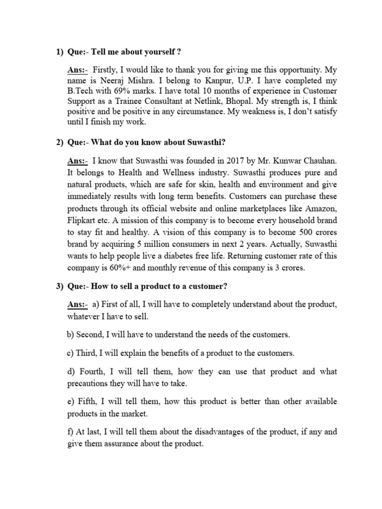 Sales Questions | PDF