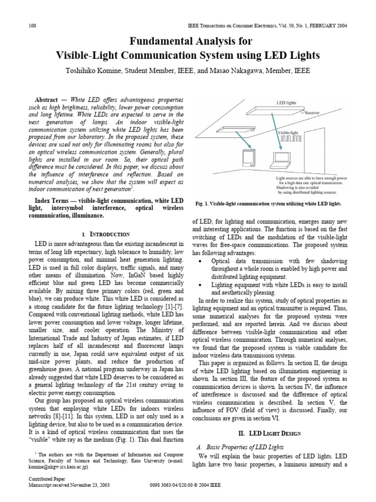 Fundamental Analysis For Visible Light Communication System Using Led Lights Pdf