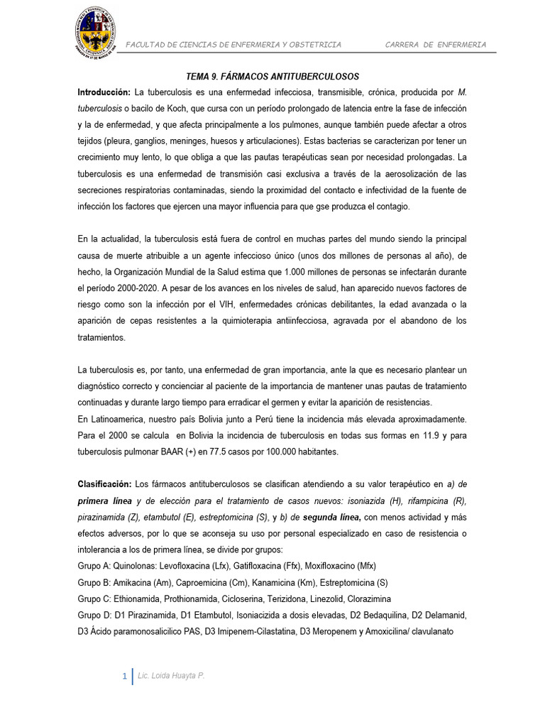 Tema 9. Antituberculosos | PDF