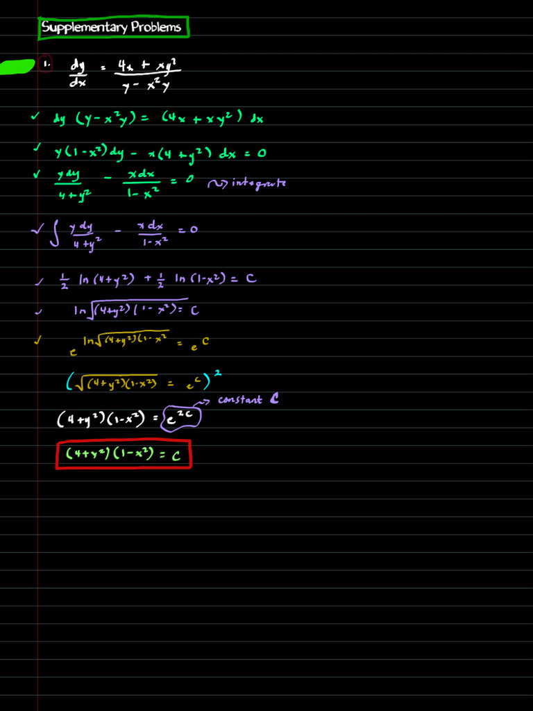 D. Equations - Chapter 2 (Separation of Variables) | PDF