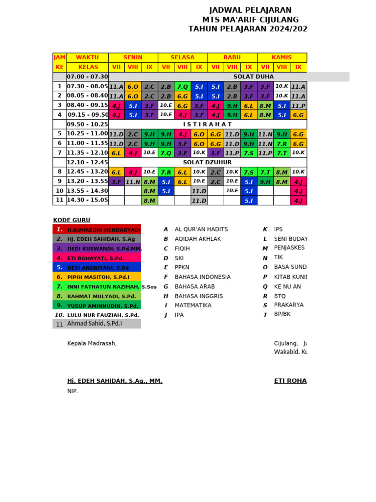 Jadwal Mts 2024-2025 35menit Fix-1 | PDF