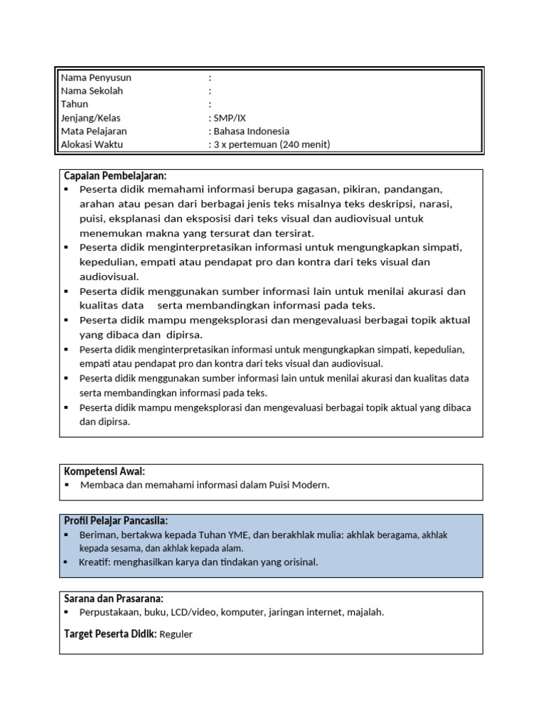 Modul Ajar Bab 4 9 Bindo Kurmer | PDF