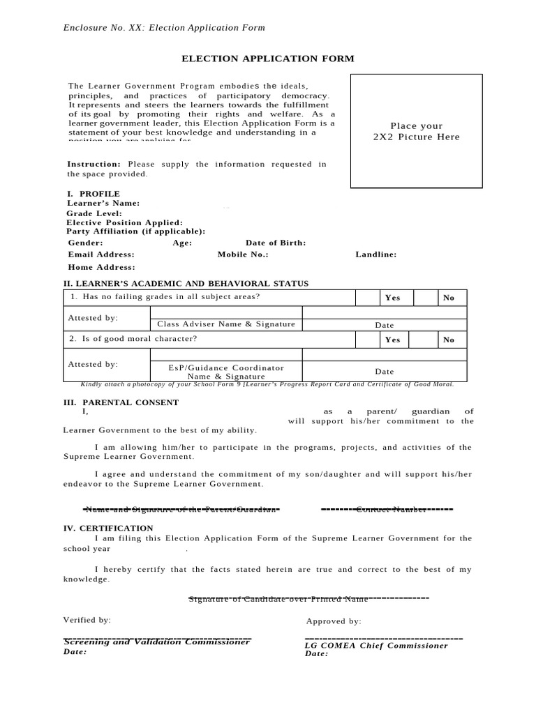 Supreme Learner Gov Election Form | PDF