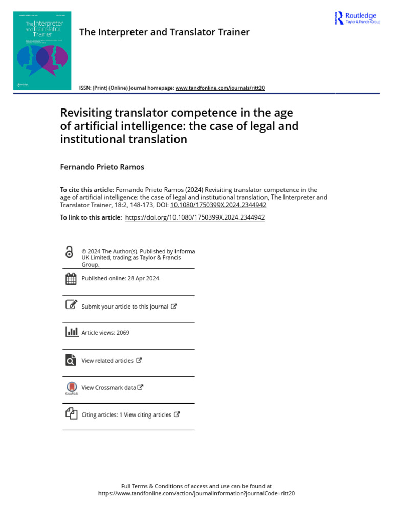 Revisiting Translator Competence in The Age of Artificial Intelligence The Case of Legal and ...