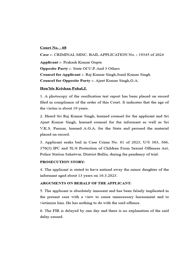 Pocso Bail - All HC | PDF