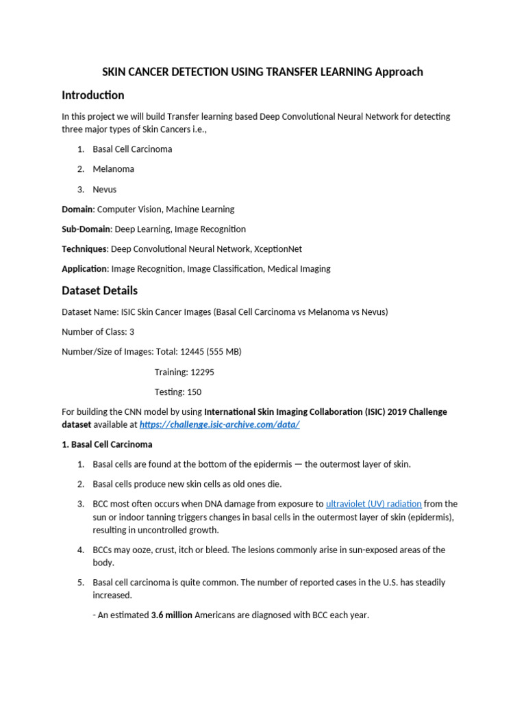 Skin Cancer Detection Using Transfer Learning Approach Pdf