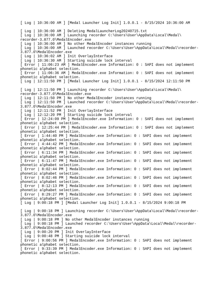 Medal Launcher Log 20240815 | PDF