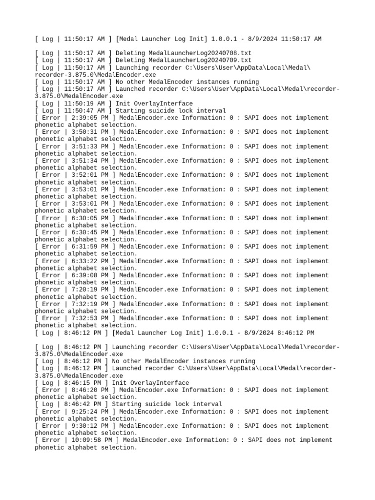 Medal Launcher Log 20240809 | PDF