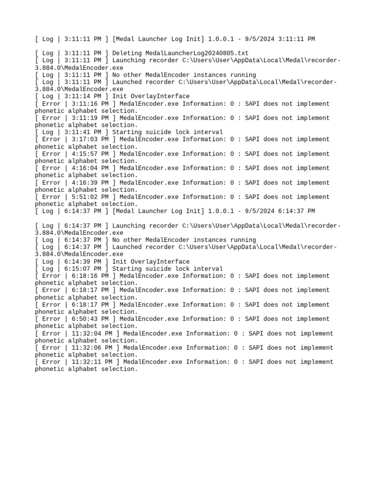 Medal Launcher Log 20240905 | PDF