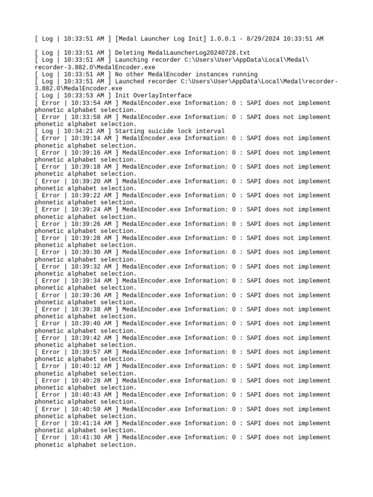 Medal Launcher Log 20240829 | PDF