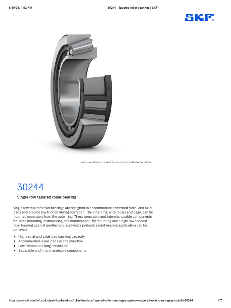 Tapered Roller Bearings - SKF | PDF