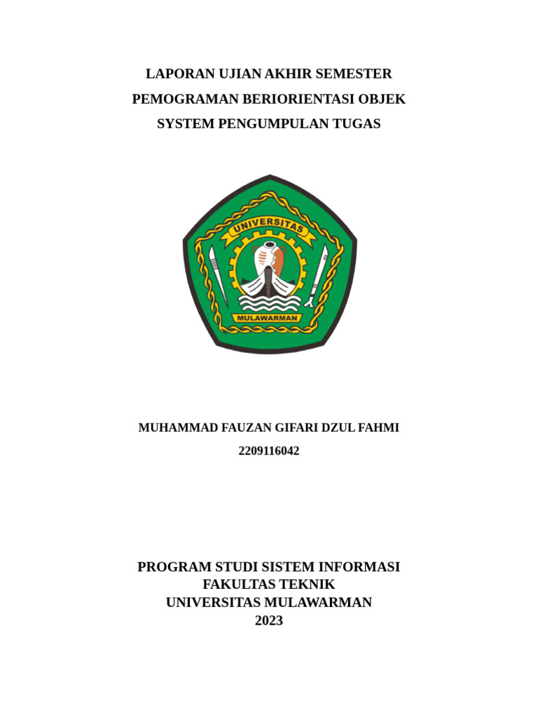 Laporan Pemrograman Berorientasi Objek - Sistem Pengumpulan Tugas | PDF