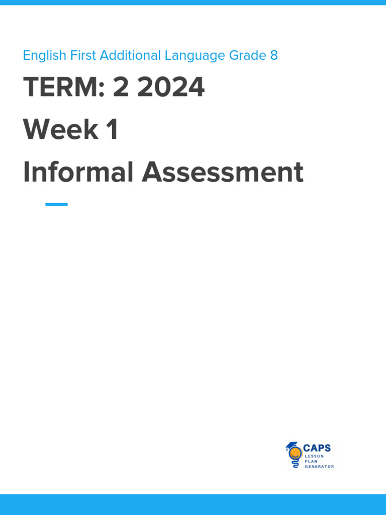 8 - English First Additional Language - TERM - 2 - Week 1 - Test | PDF