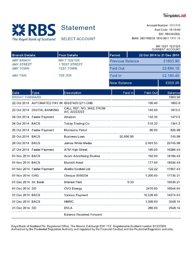 RBS-Bank-Statement-Sample | PDF