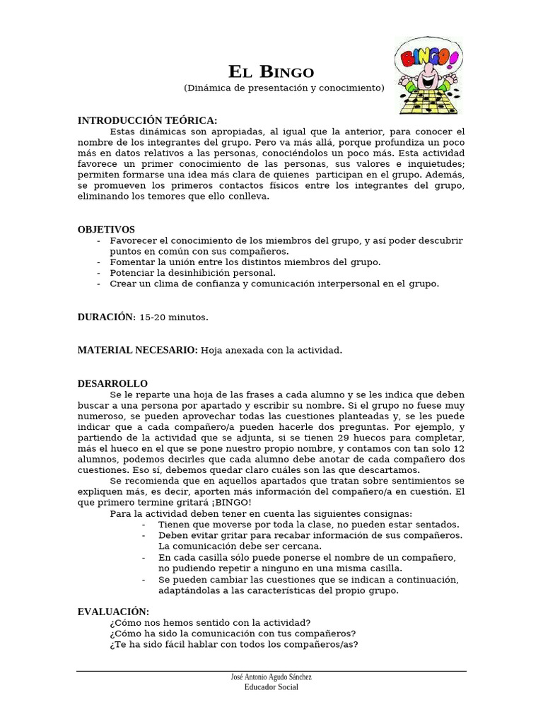 BINGO Encuentra A Alguien Que Dinamica de Presentacion y Conocimiento | PDF