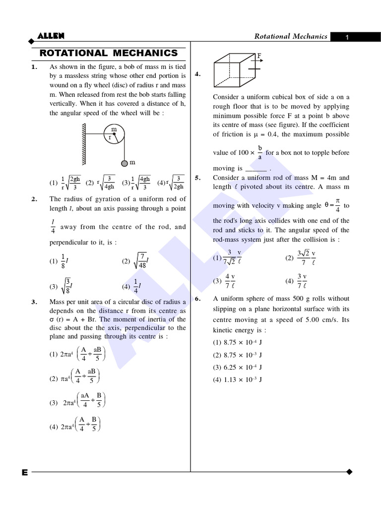 Rotational-Mechanics_Worksheet_3 | PDF