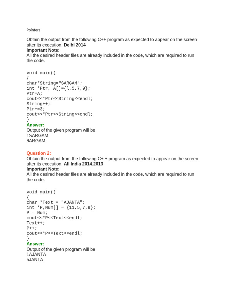 Pointers | PDF Pointers | PDF