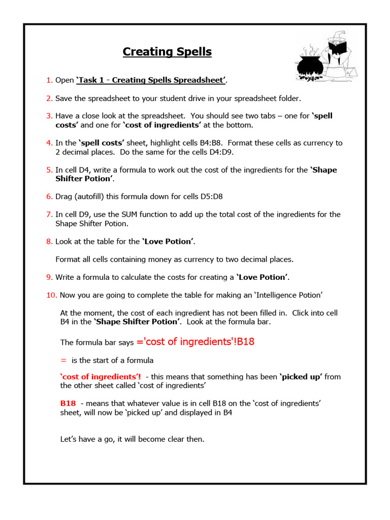 How to Create and Calculate Spells | PDF | Spreadsheet | Spreadsheet ...