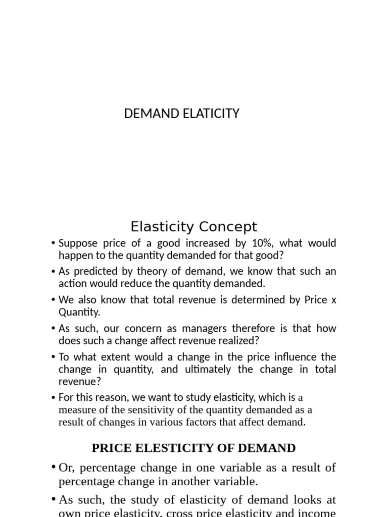 Lecture Four - Elasticity of Demand | PDF