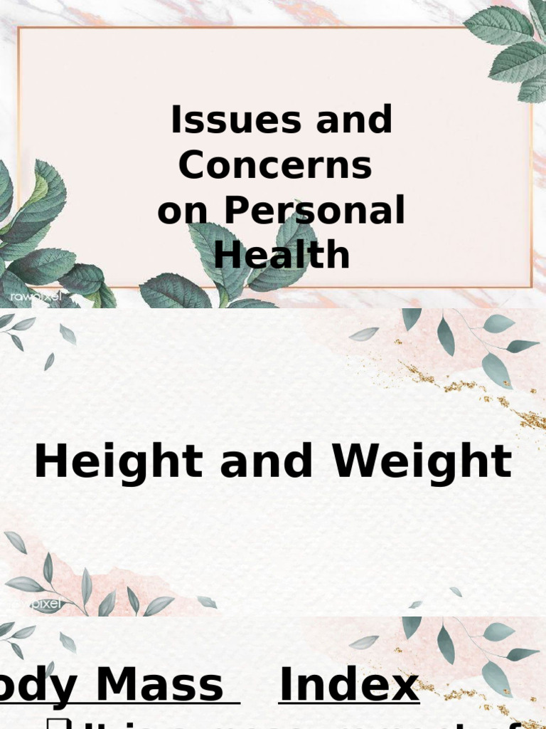 Personal Health Issues and Concerns | PDF