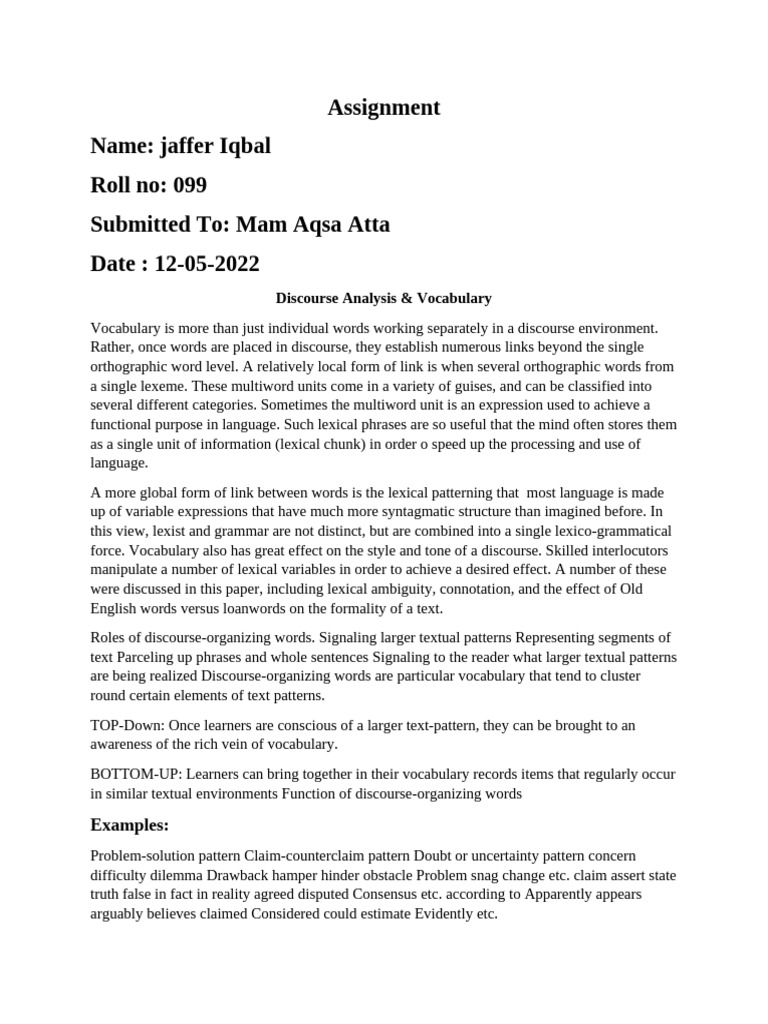 Discourse & Assignment | PDF