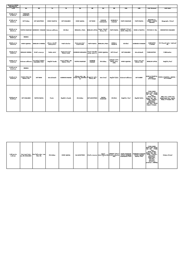 Time Table September | PDF